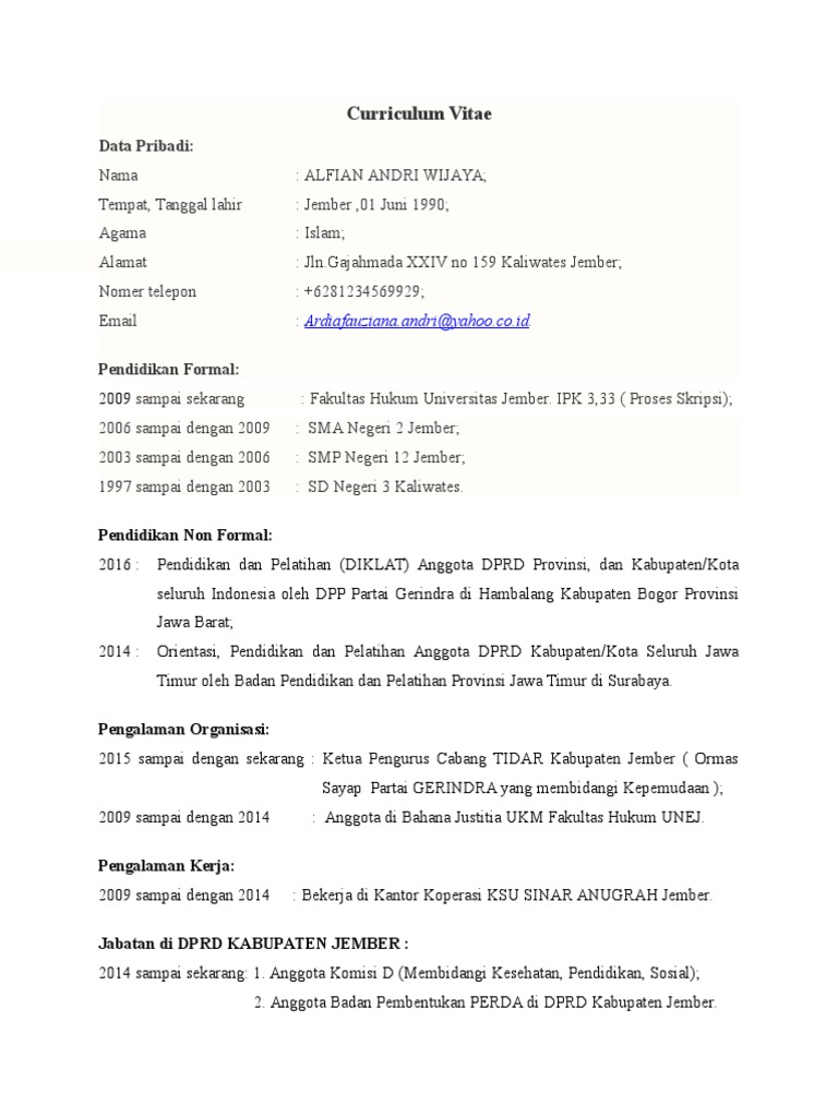 Curriculum Vitae Alfian | PDF
