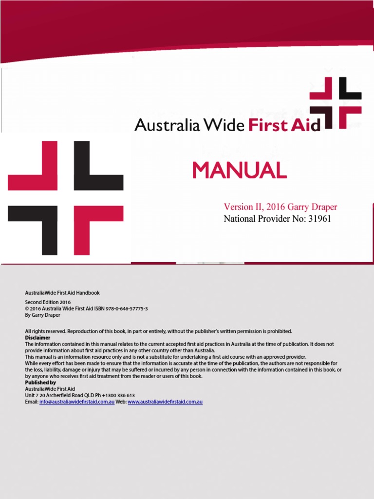 Australia Wide First Aid Manual | PDF | Cardiopulmonary Resuscitation ...