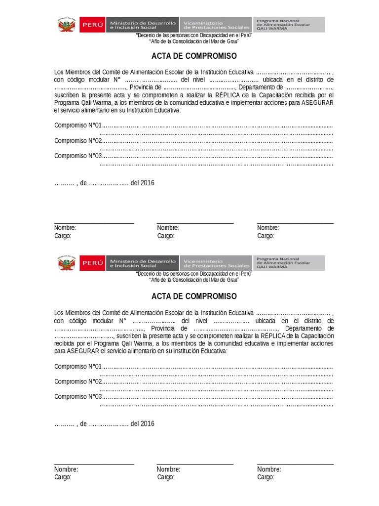 Acta de Compromisos Cae | PDF