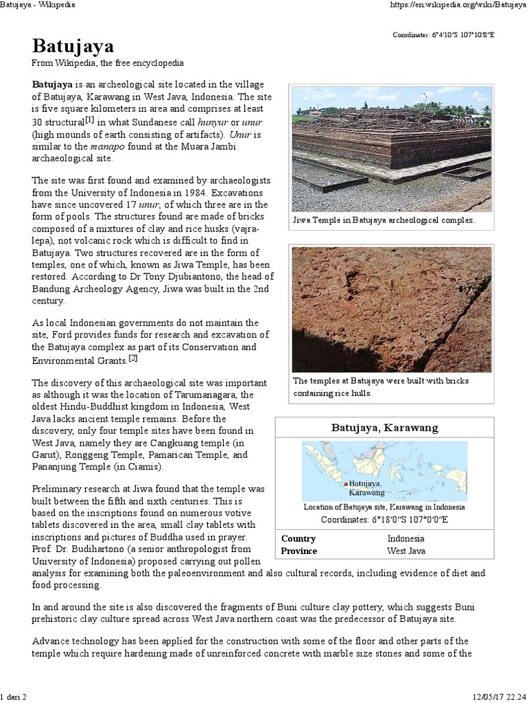 Candi Batujaya | PDF | Museology | Cultural Heritage