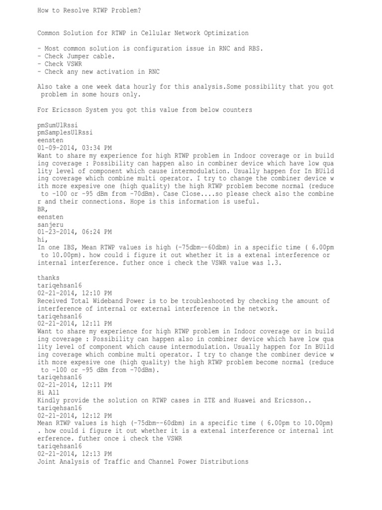 How To Resolve RTWP Problem | PDF | Telecommunication | 3 G