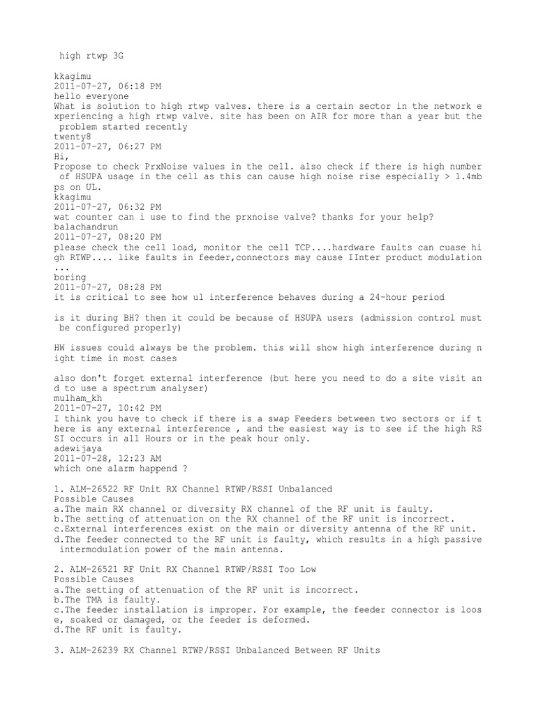High RTWP 3G | PDF | Electromagnetic Interference | Wireless