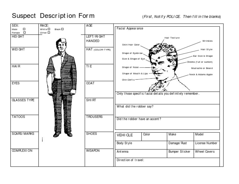 Suspect Description Form Template | PDF