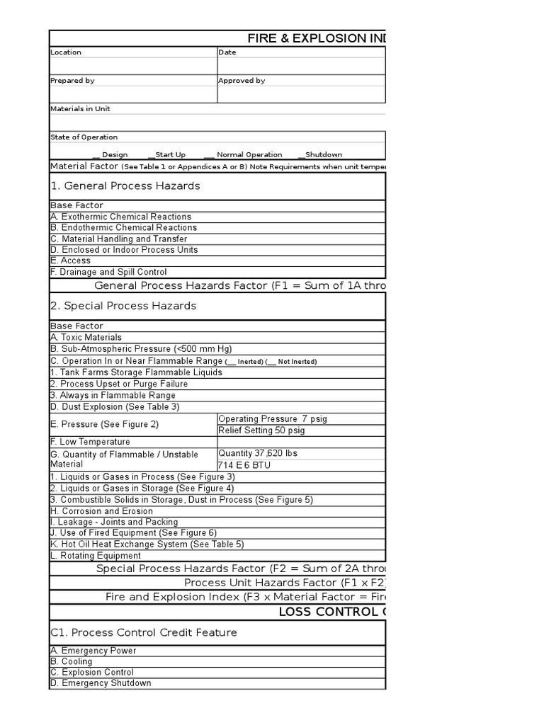 Dow Fire and Explosion Index Summary | PDF | Explosion | Flammability