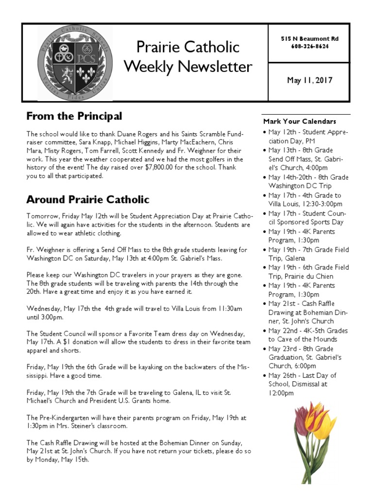 Newsletter 5 11 17 | PDF | Catholic Church | Schools
