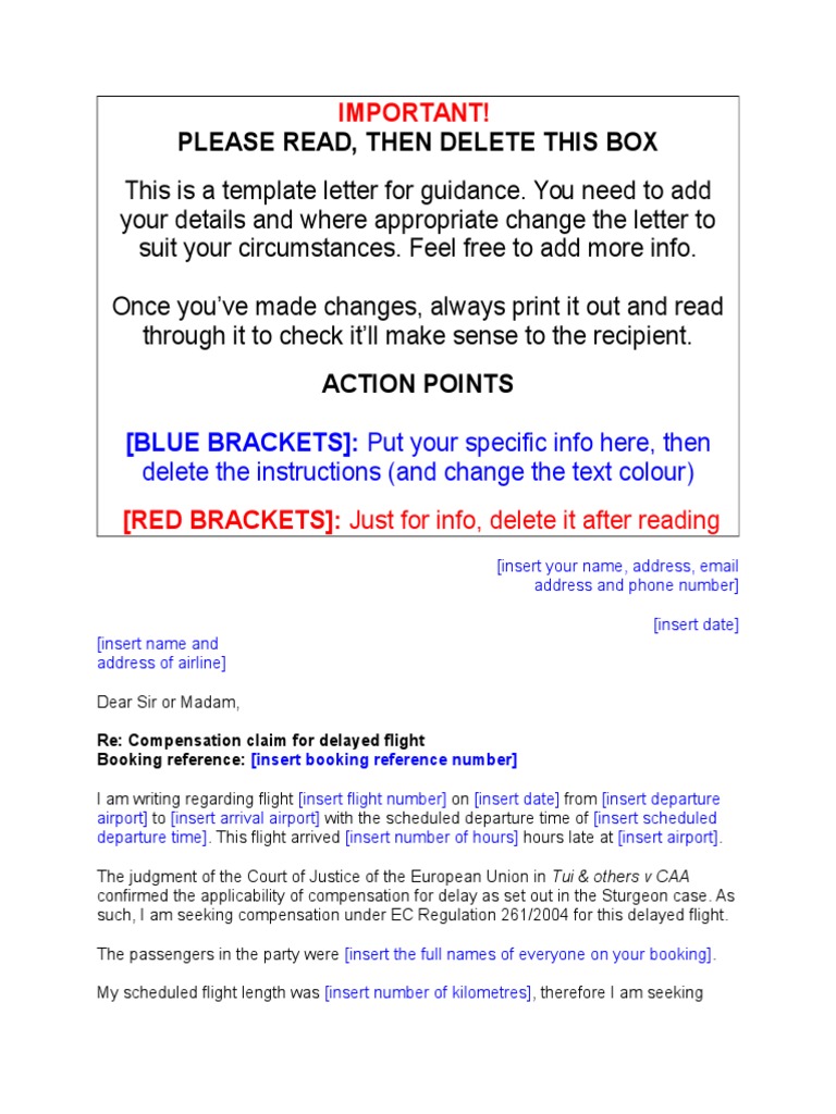 Flight Delay Template Letter | Social Institutions | Society
