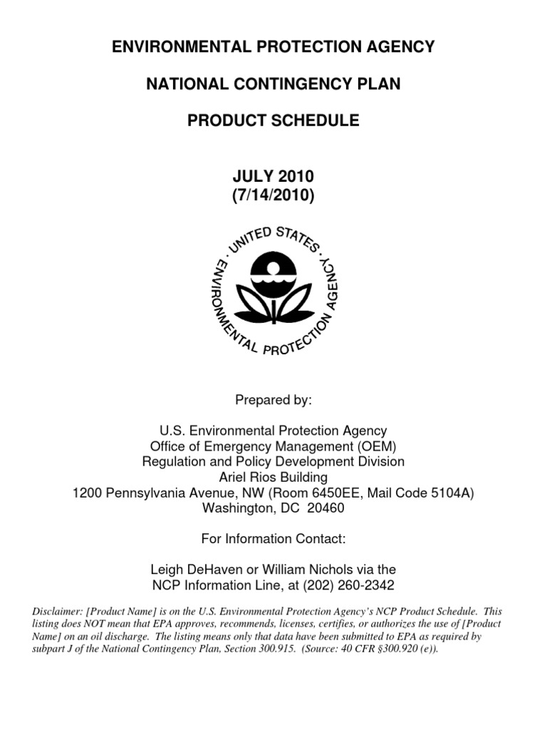 EPA Products For Oil Spills July 13 2010 | PDF