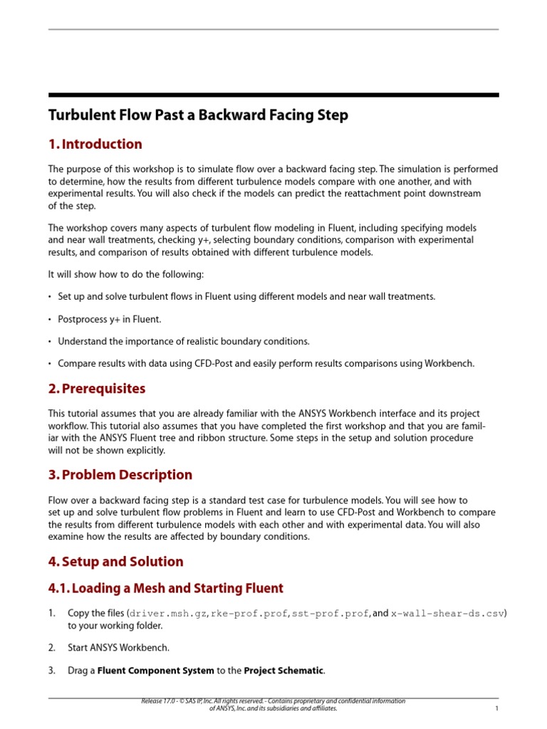 Fluent-Intro 17.0 WS06 Turbulent Flow Past A Backward Facing Step | PDF ...