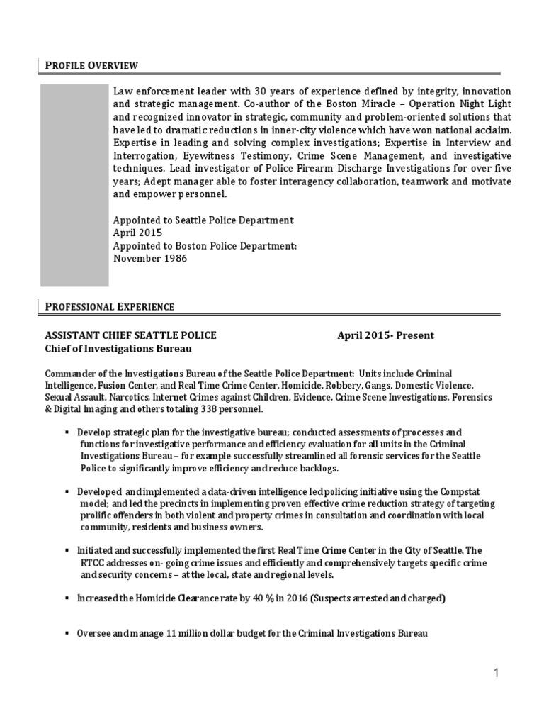 Robert Merner Resume | PDF | Detective | Police