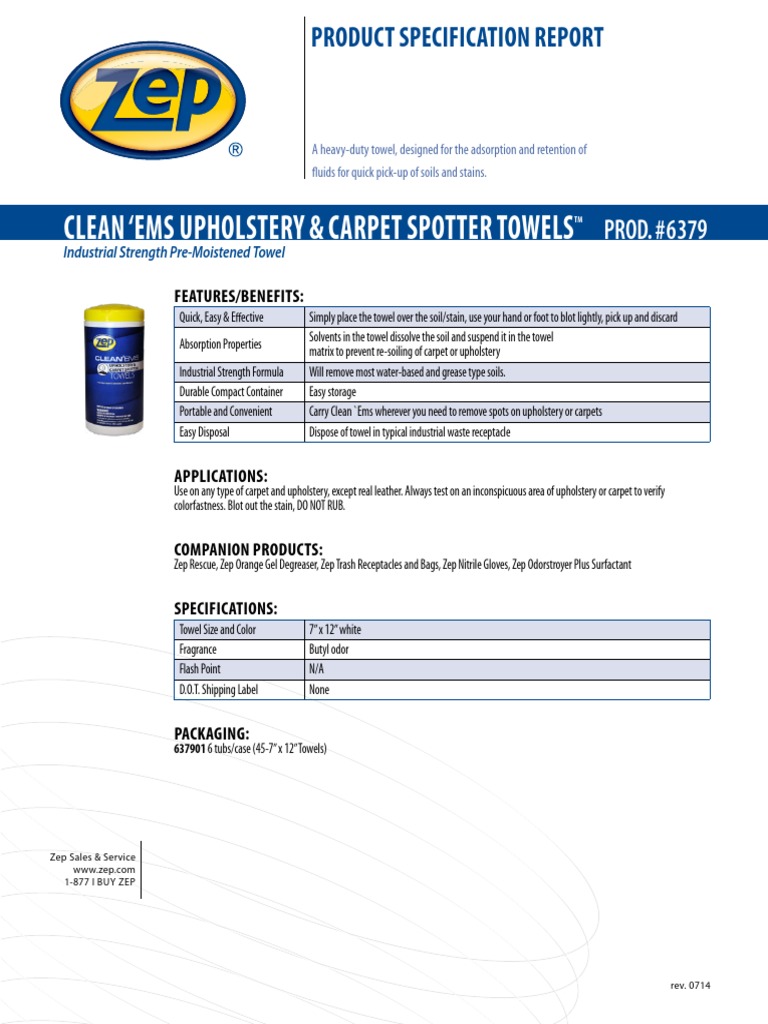 Zep Towels Tds | PDF | Industrial Processes | Chemistry