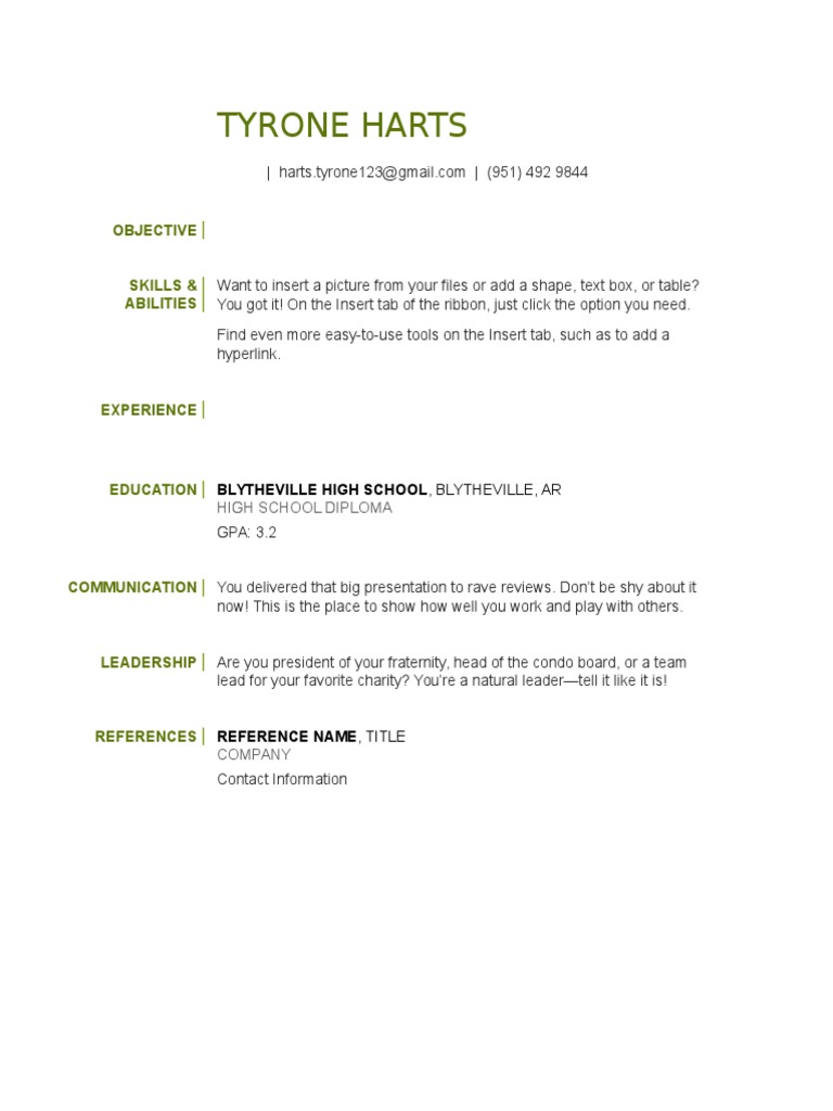 Tyrone Harts Resume Overview | PDF
