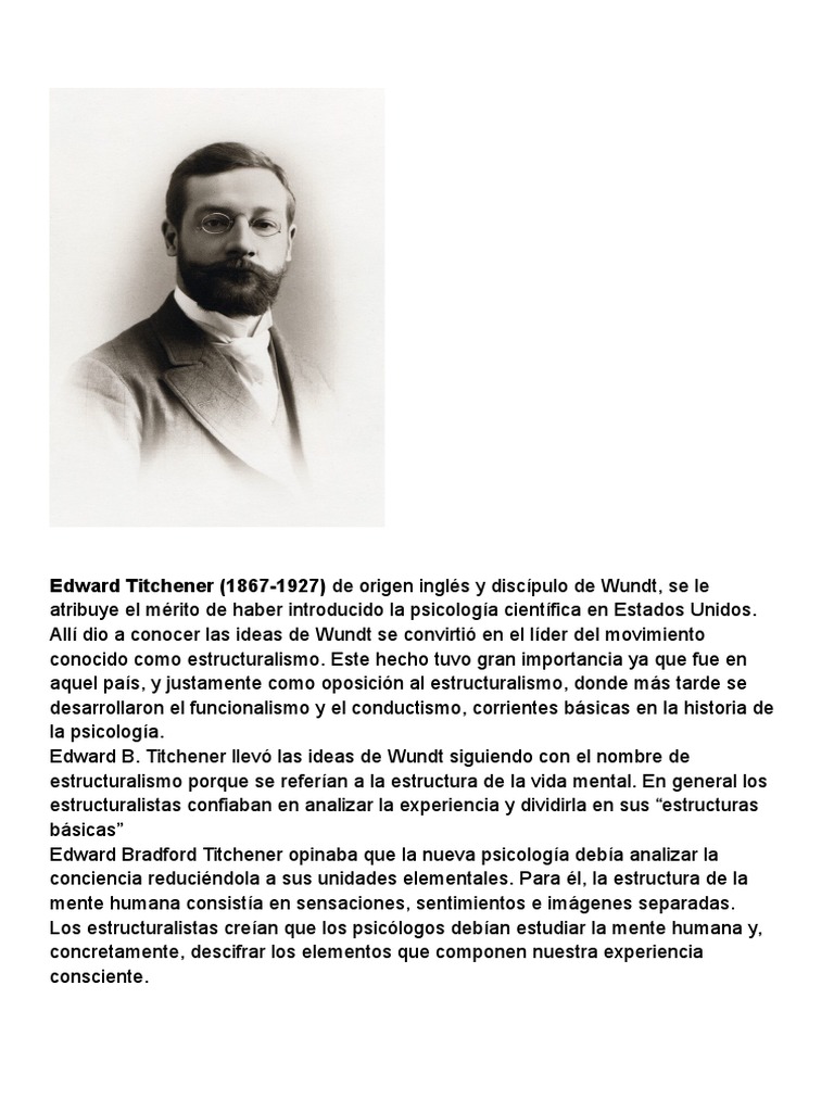 Biografía y aportes de Edward Titchener | PDF | Sicología | Mente