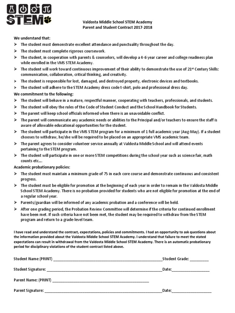 Vms Stem Ac Contract Sy 17-18 | PDF | Science, Technology, Engineering ...