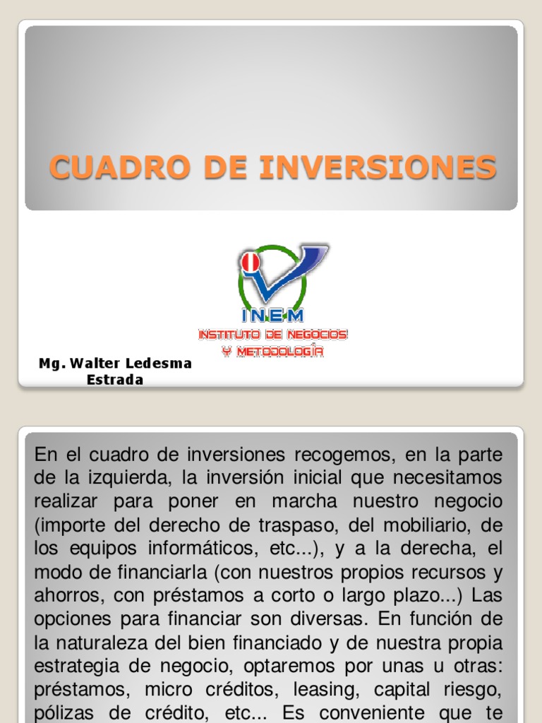 Cuadro de Inversiones | PDF | Capital de trabajo | Inversiones