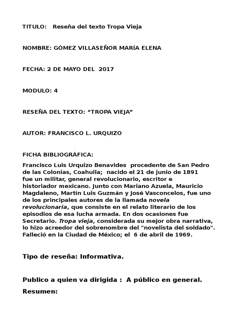 Modulo 4 Semana 3 - Reseña Tropa Vieja | PDF | México | Revoluciones