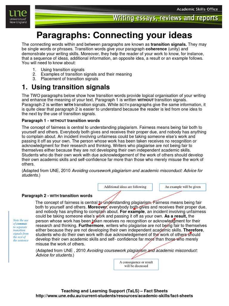 WE Paragraphs Connecting-Your-Ideas PDF | PDF | Plagiarism | Epistemology