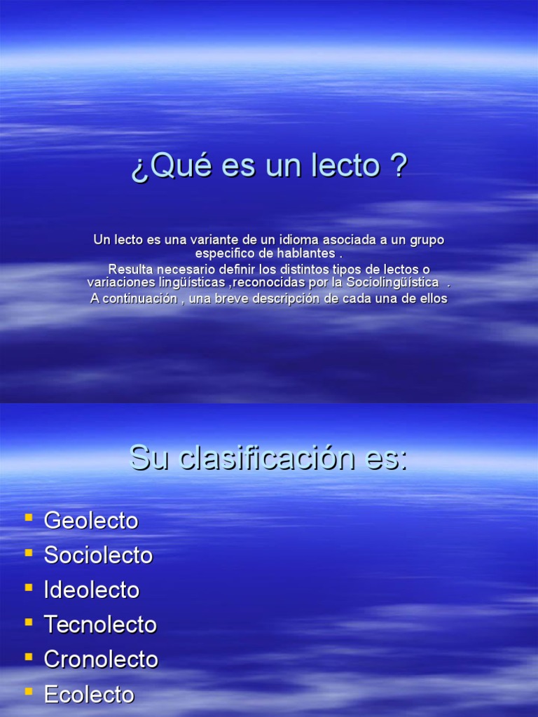 Tipos de lectos y su significado | PDF | Artes del Lenguaje y Comunicación