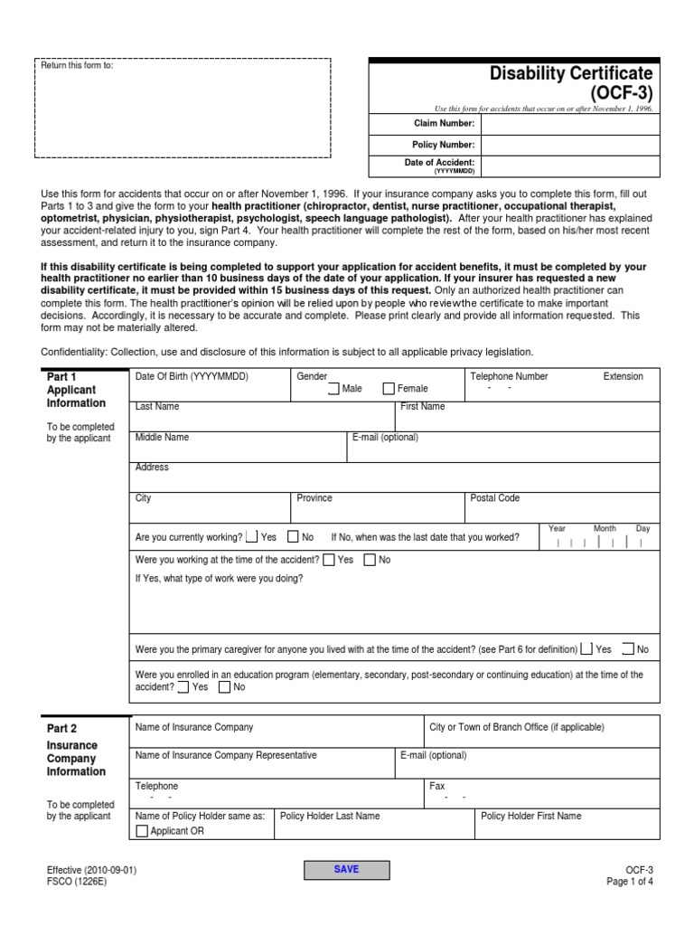 OCF-3 Accident Benefits Form Guide | PDF | Health Care | Traffic Collision
