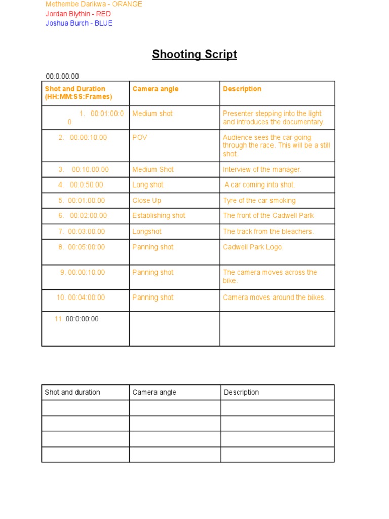 Shootingscript | PDF | Media Formats | Video
