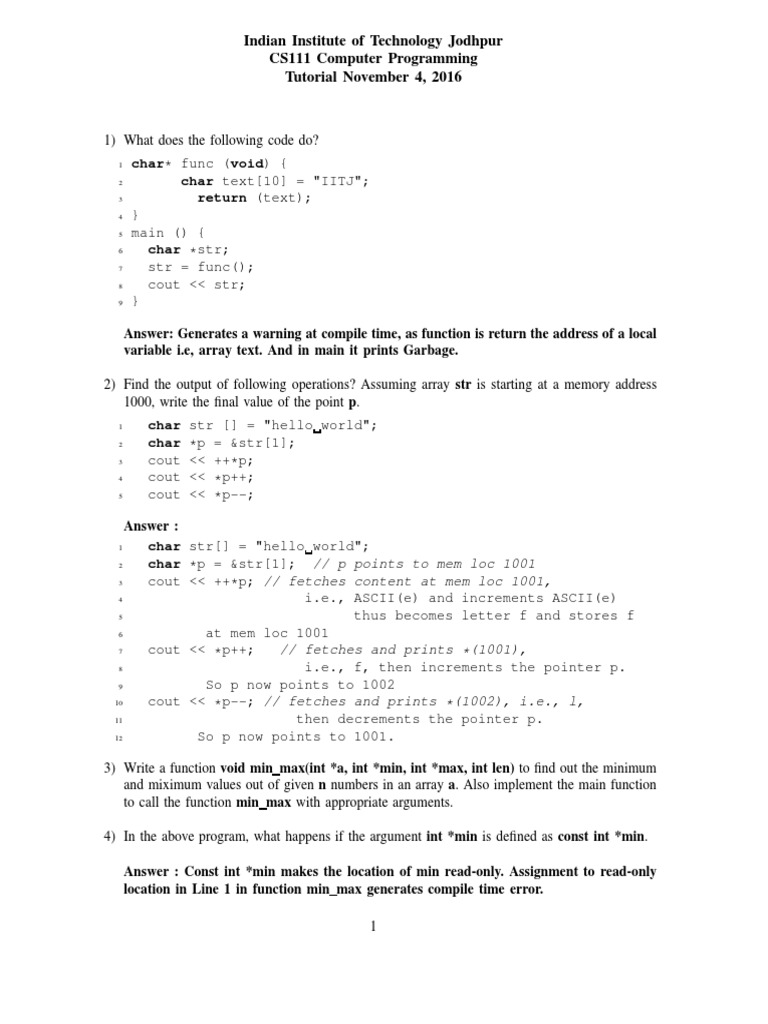 Char Func (Void) (Char Text (10) "IITJ" Return (Text) | PDF | Scope (Computer Science) | Subroutine