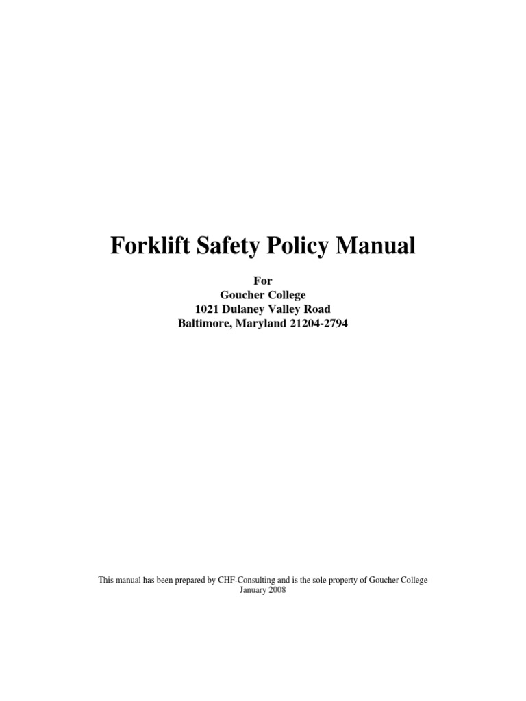 Forklift Policy Manual | PDF | Forklift | Occupational Safety And ...