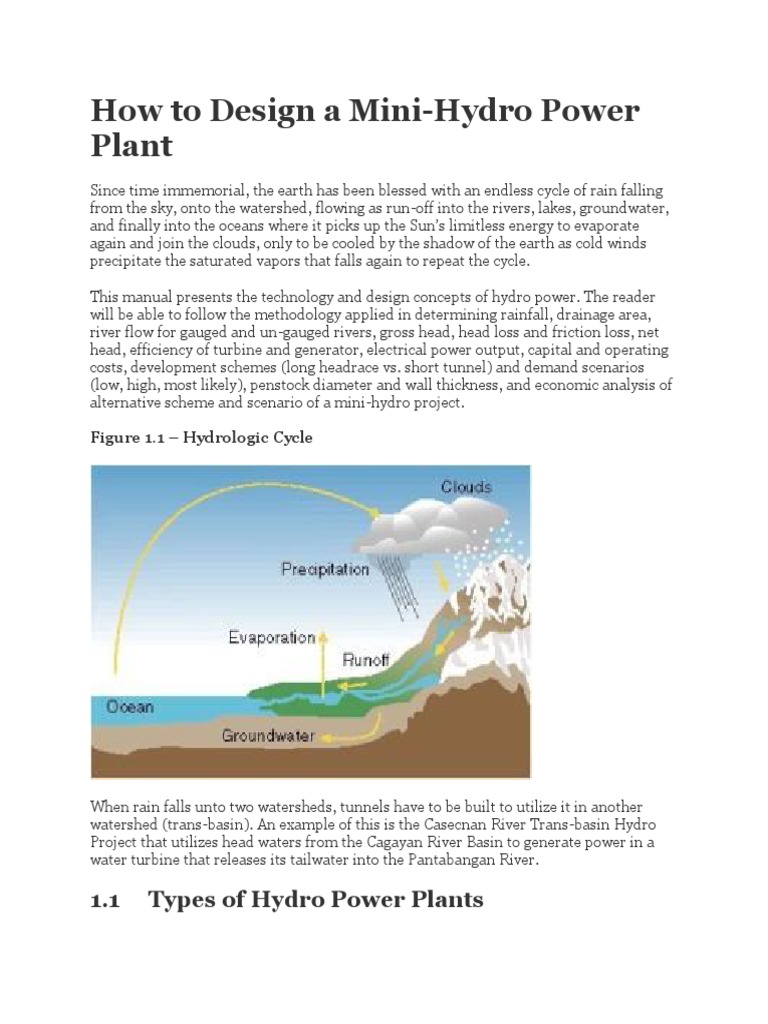Mini-Hydro Power Plant Design Guide | PDF | Surveying | Hydroelectricity