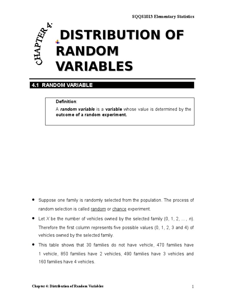 Distributions of Discrete Random Variables: Concepts, Examples, and Applications | PDF ...