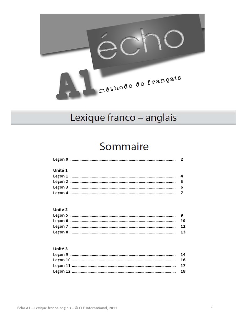 Echo A1 Lexique PDF | Download Free PDF | Pull-over | Nourritures