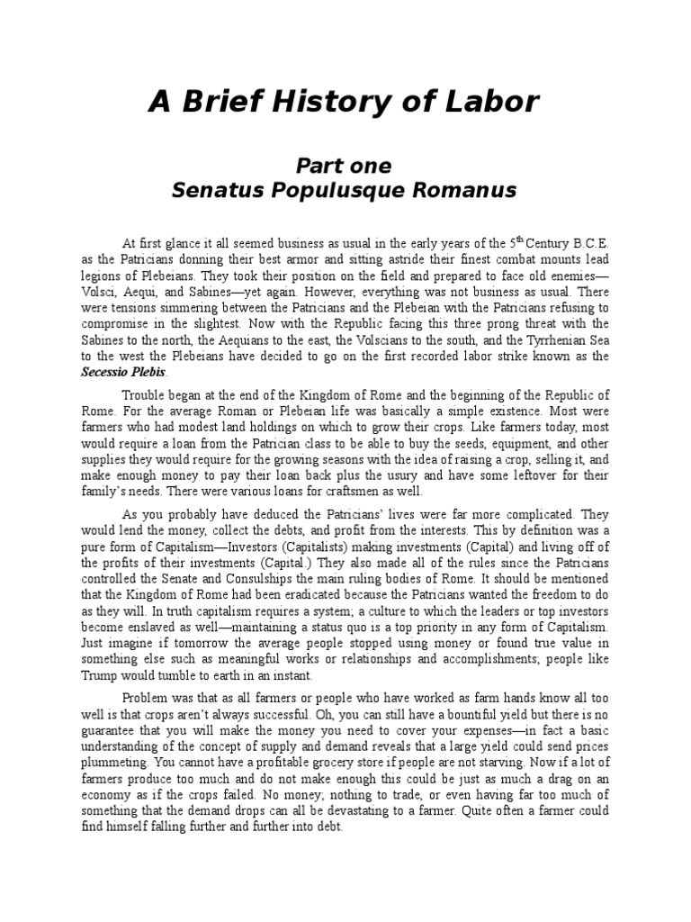 A Brief History of Labor | PDF | Roman Republic | Ancient Rome