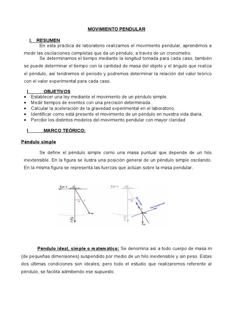 Movimiento Pendular | PDF | Péndulo | Movimiento (física)