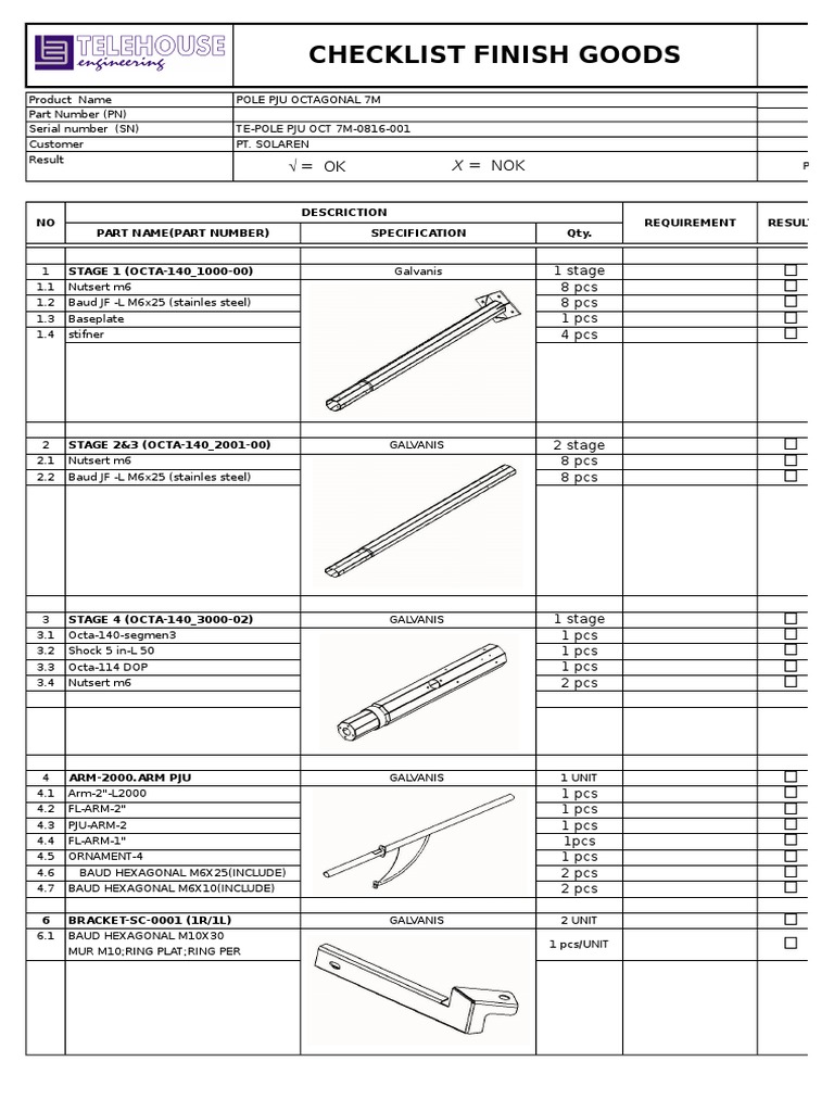 Checklist FinishGoods POLE OCT 7M | PDF