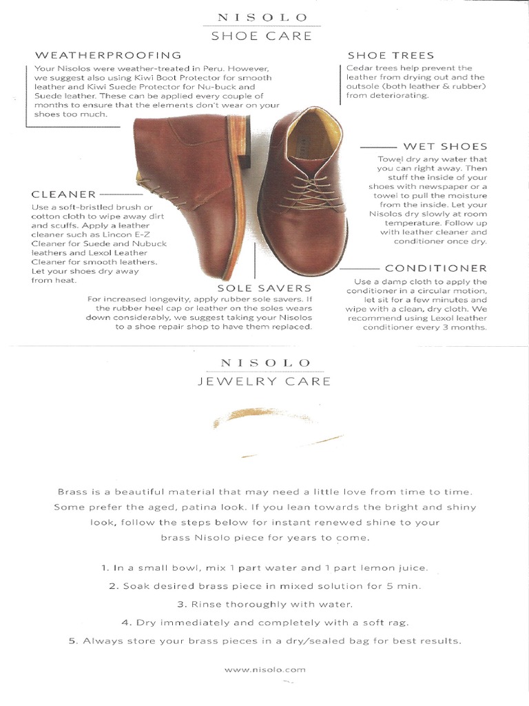 Nisolo Shoe and Jewelry Care Guide, Thank You Note, Returns Policy ...