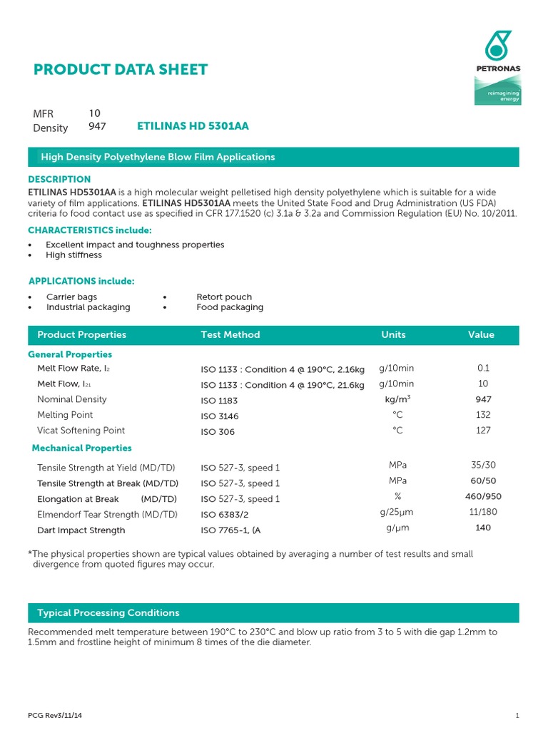 HD5301AA | PDF | Polyethylene | Materials