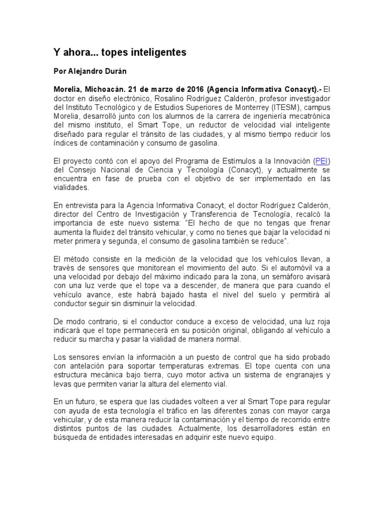 Topes Inteligentes | PDF | Contaminación | Coche