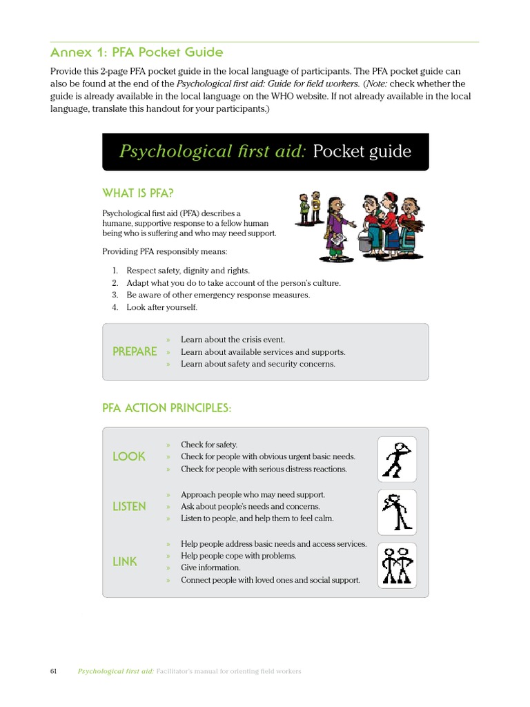 PFA Pocket Guide | PDF | Social Support | First Aid