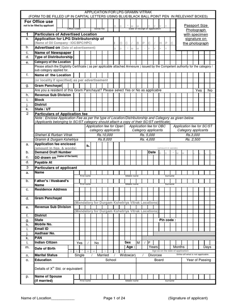 LPG Distributorships Application Format Up | PDF | Magistrate | Government