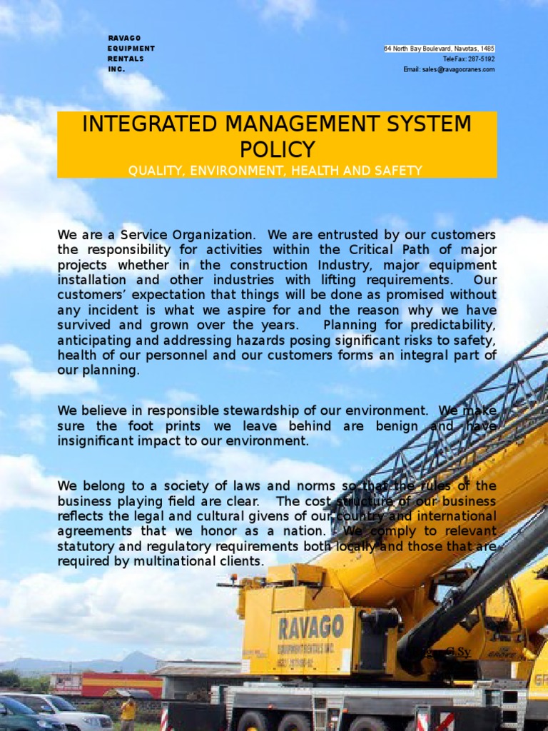 Integrated Management System Policy | PDF | Safety | Prevention