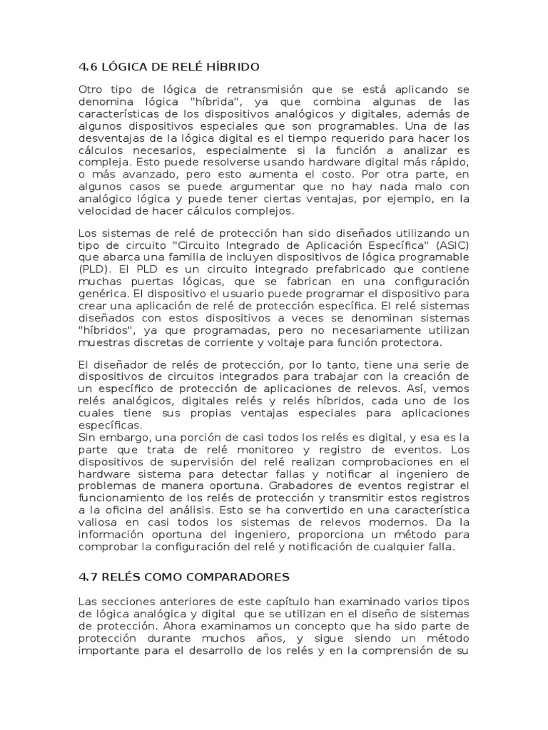 Lógica de Relé Híbrido - Proteccion | PDF | Relé | Circuito integrado