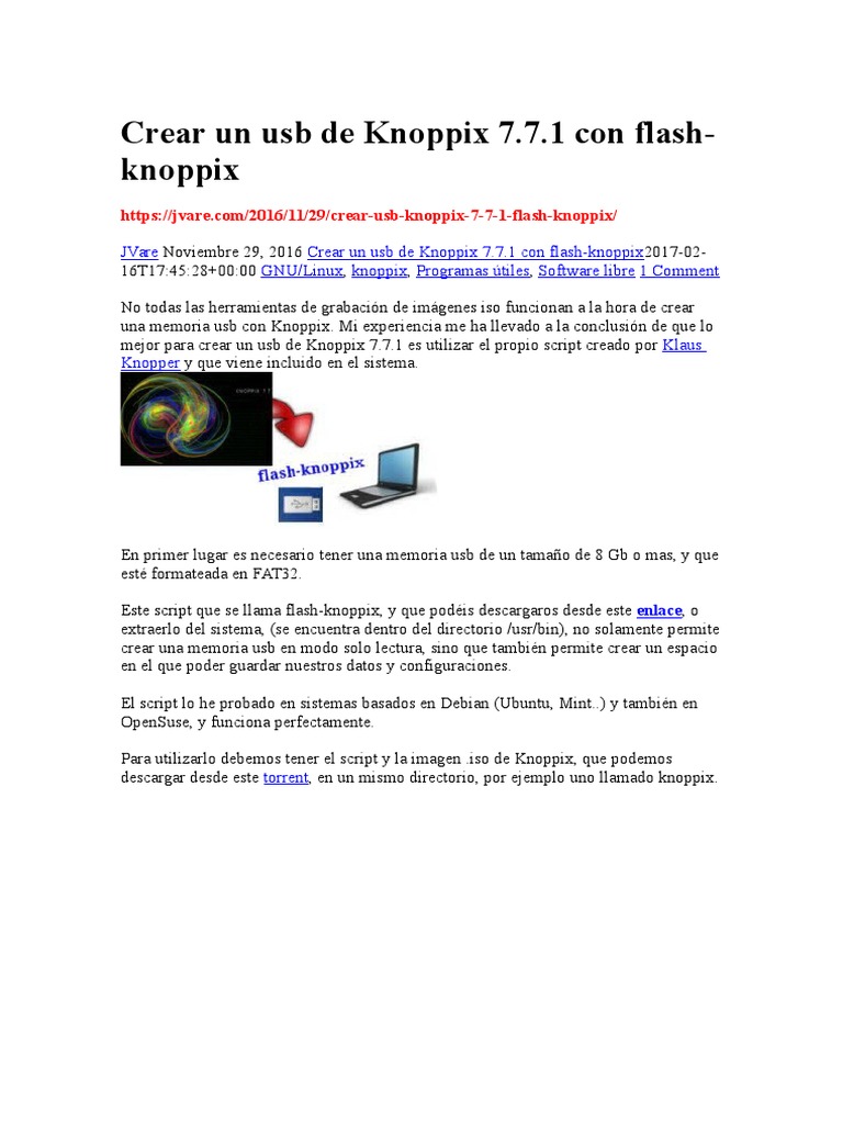 Crear Un Usb de Knoppix | PDF | Ingeniería Informática | Informática