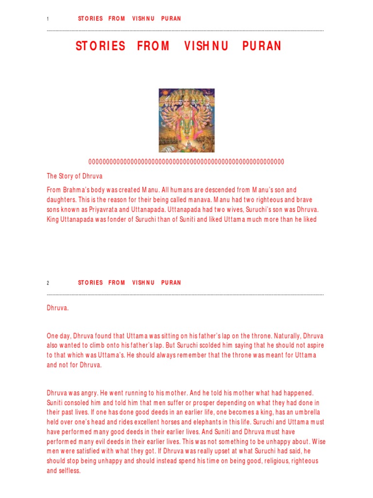Stories From Vishnu Puran | PDF | Hindu Deities | Hindu Mythology