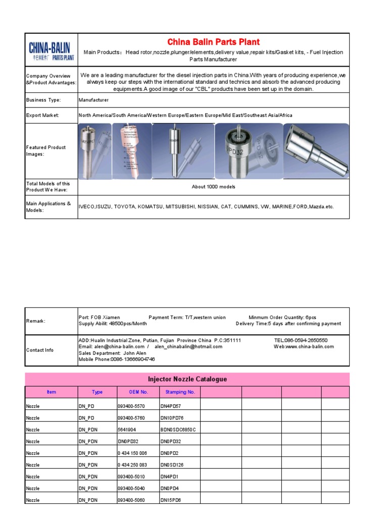 Injector Nozzle, Diesel Engine Nozzle | PDF | Fuel Injection | Diesel ...