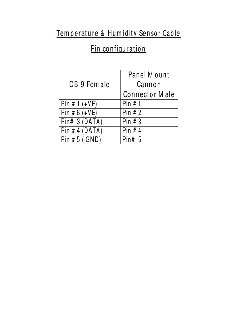 Temperature & Humidity Sensor Pin Configuration | PDF