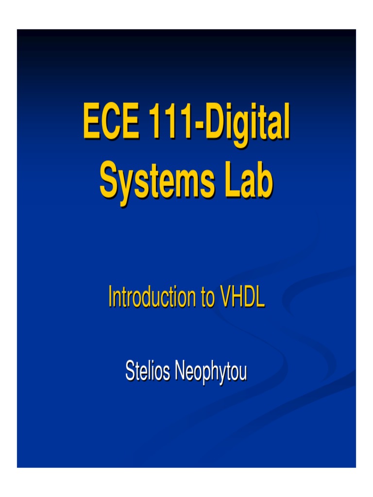 ECE 111 - Digital Systems Lab | PDF | Vhdl | Data Type