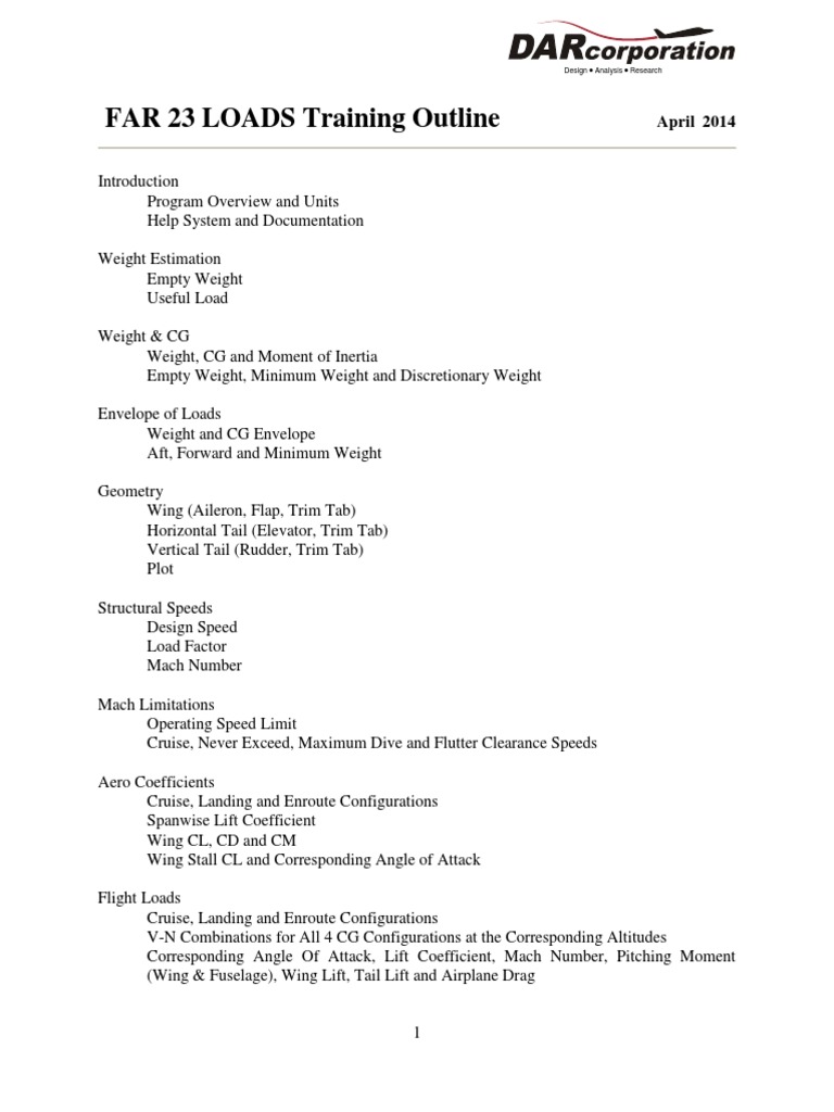 FAR 23 Training Outline | PDF | Empennage | Lift (Force)