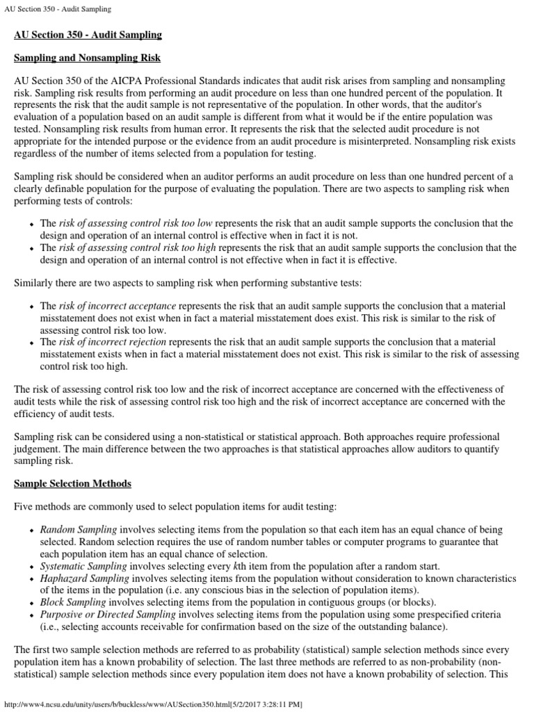 Audit Sampling Risks and Methods | PDF | Sampling (Statistics) | Sample ...