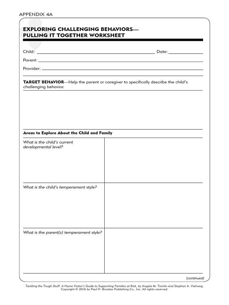 Appendix 4 A Exploring Challenging Behaviors Pulling It Together ...