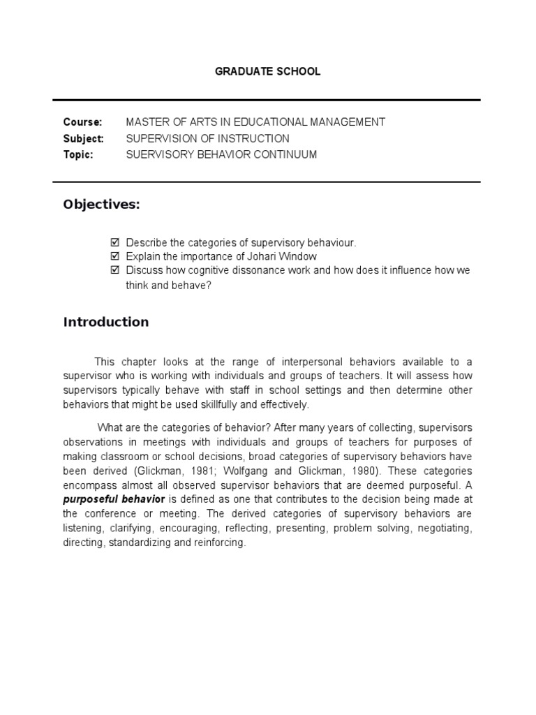 Supervisory Behavior Continuum Module | PDF | Perception | Cognition