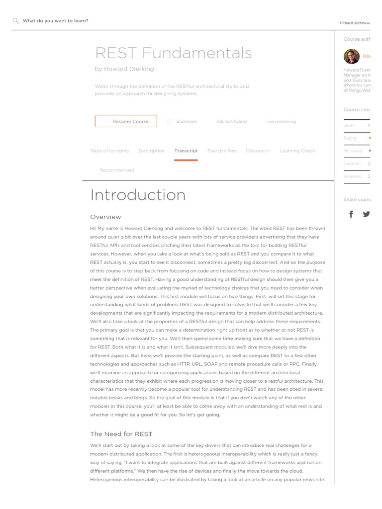 REST Fundamentals | PDF | Representational State Transfer | Scalability