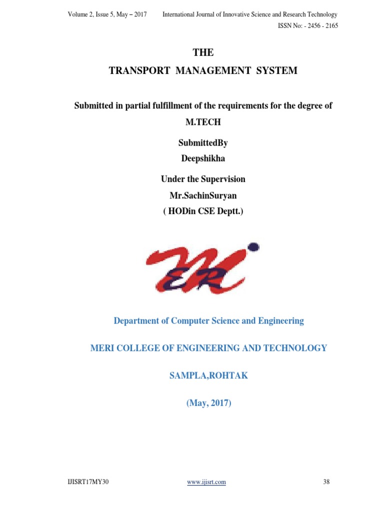 The Transport Management System | PDF | Databases | Database Design