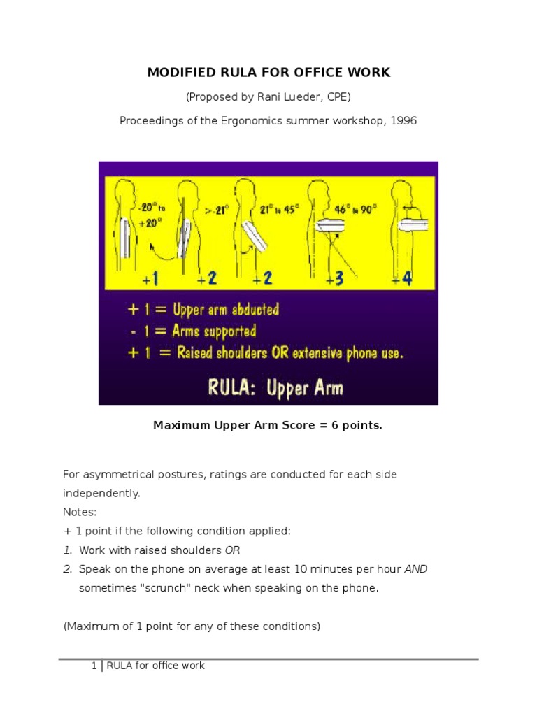 RULA For Office Work | PDF | Human Anatomy | Sports